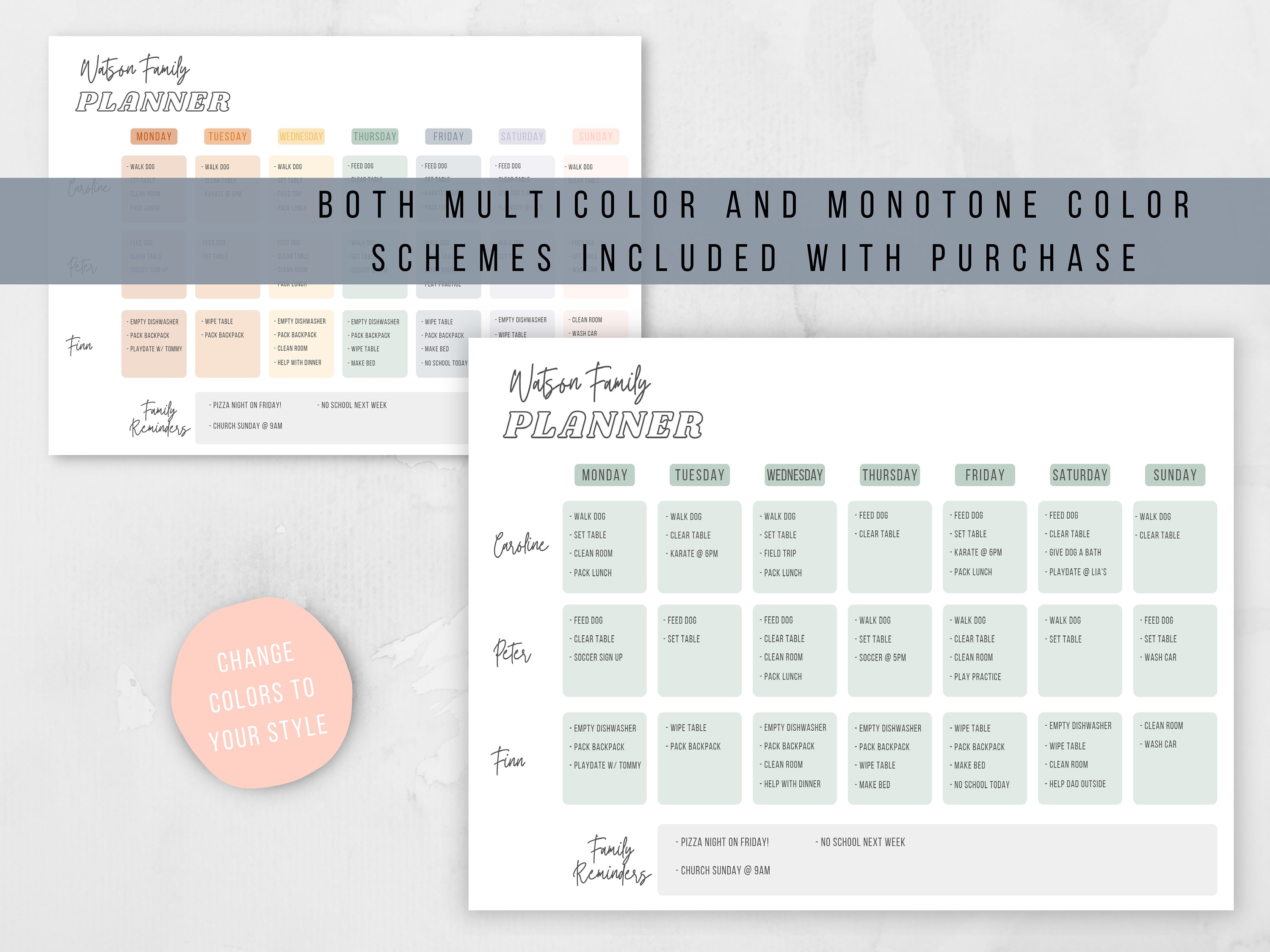 Printable Editable Family Planner | Digital Instant Download | Weekly ...