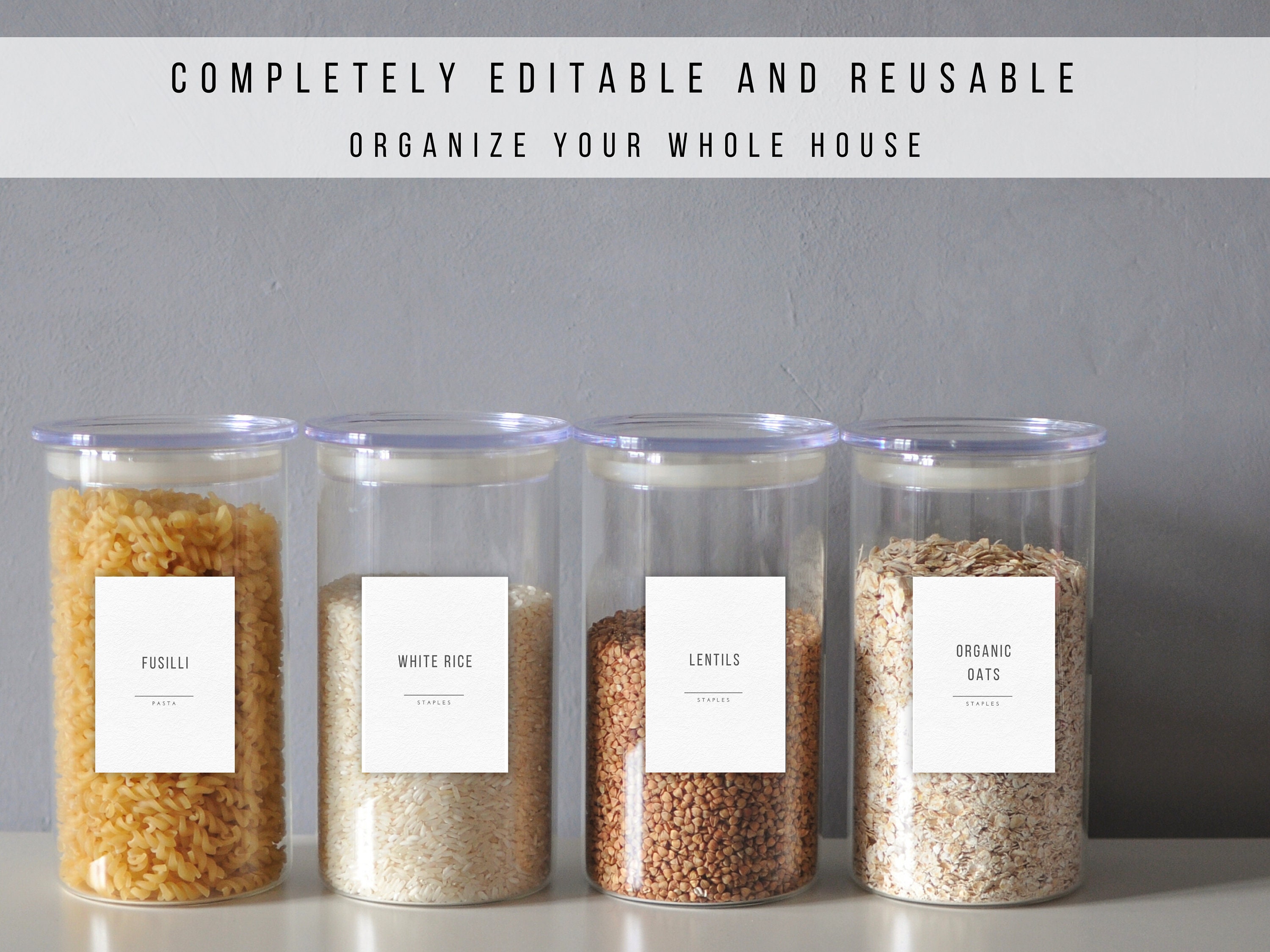 Editable Printable Pantry Labels, Home Organization Labels, Modern ...