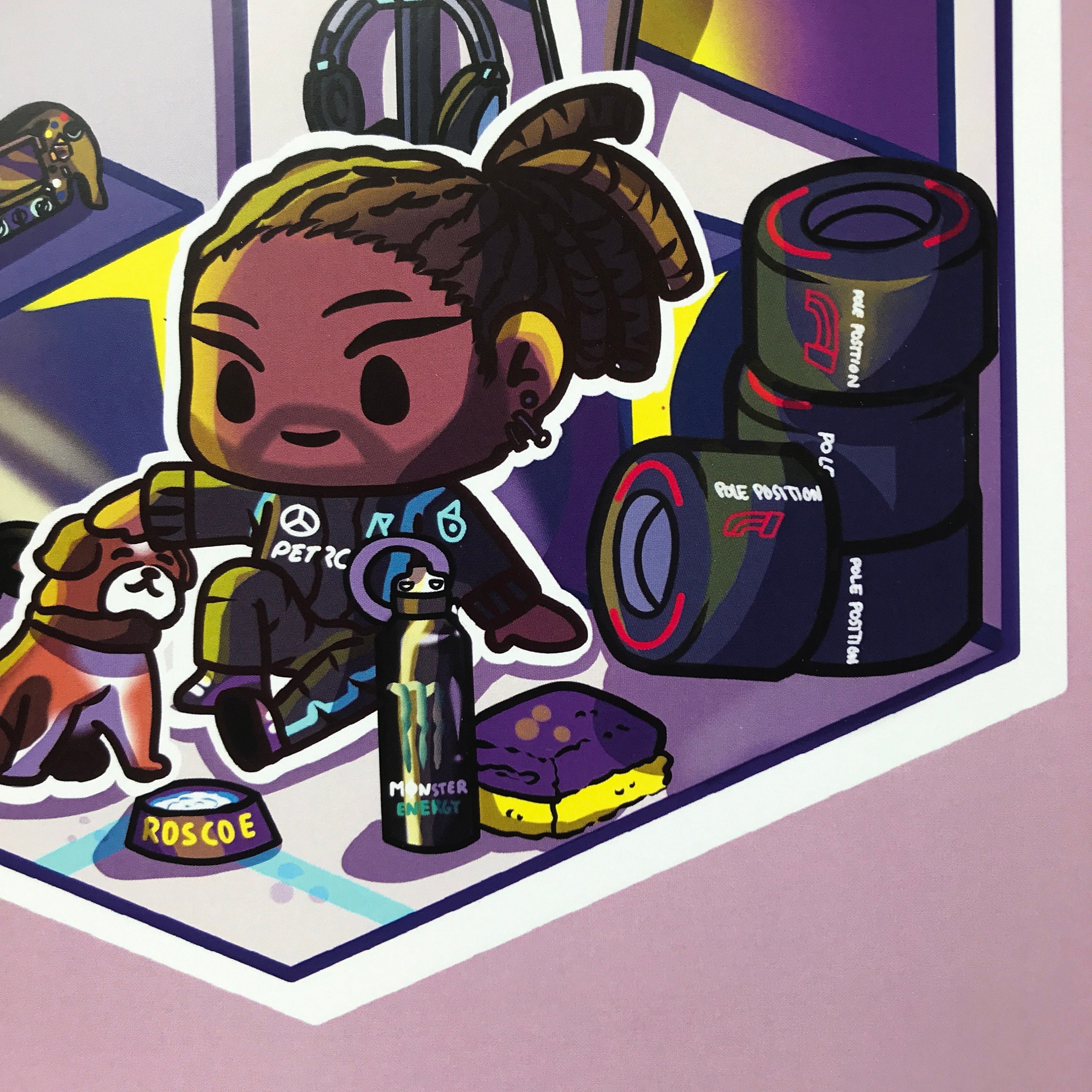 Lewis Hamilton Cute Chibi Art Print | F1 Poster | Mercedes F1 Poster ...