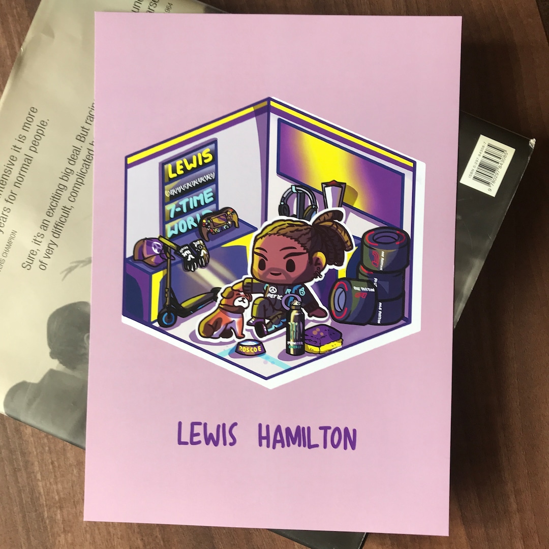Lewis Hamilton Cute Chibi Art Print | F1 Poster | Mercedes F1 Poster ...