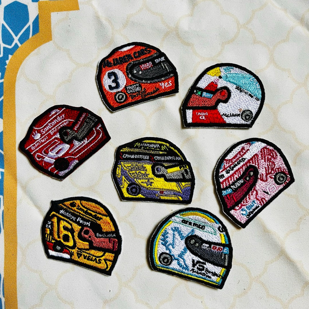 Helmet F1 Iron Patches Only Need HOT Iron , Perfect for Jacket, Hat ...