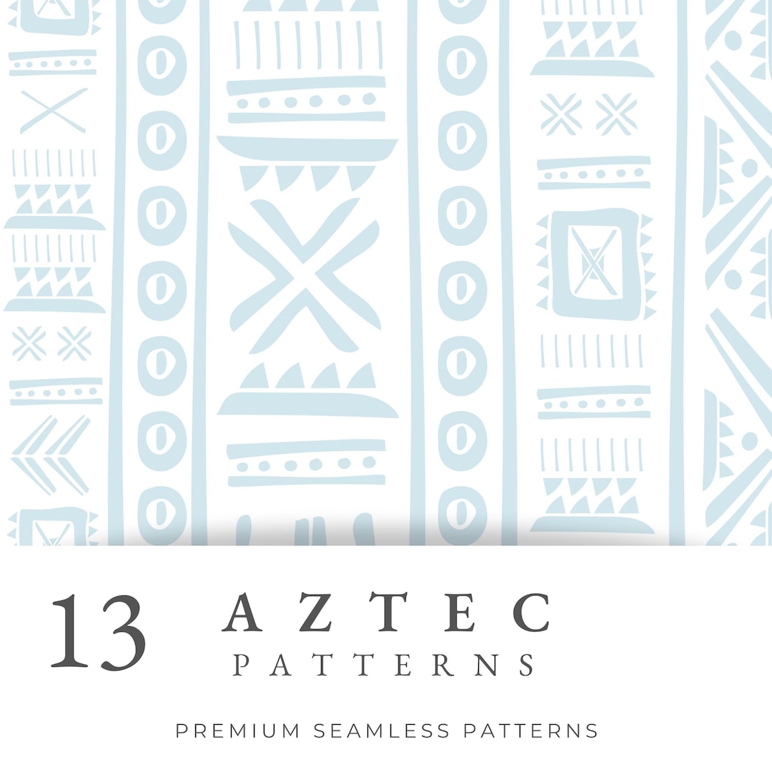 Aztec Pastel Blue Transparent Seamless Patterns, Tribal Pattern, Native ...