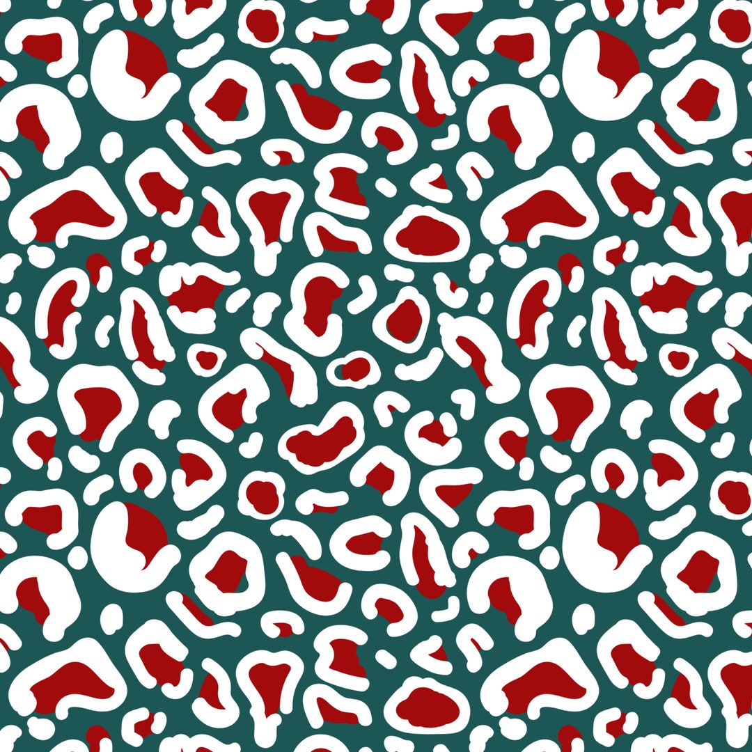 Christmas Leopard Print Seamless Pattern: Red & White (PNG Digital ...