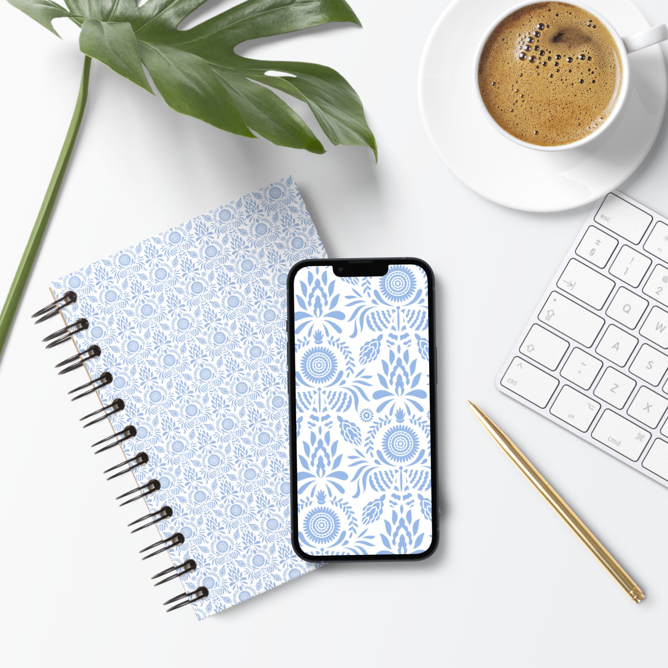 Folklore Blue Seamless Pattern Floral Repeat Pattern - Etsy