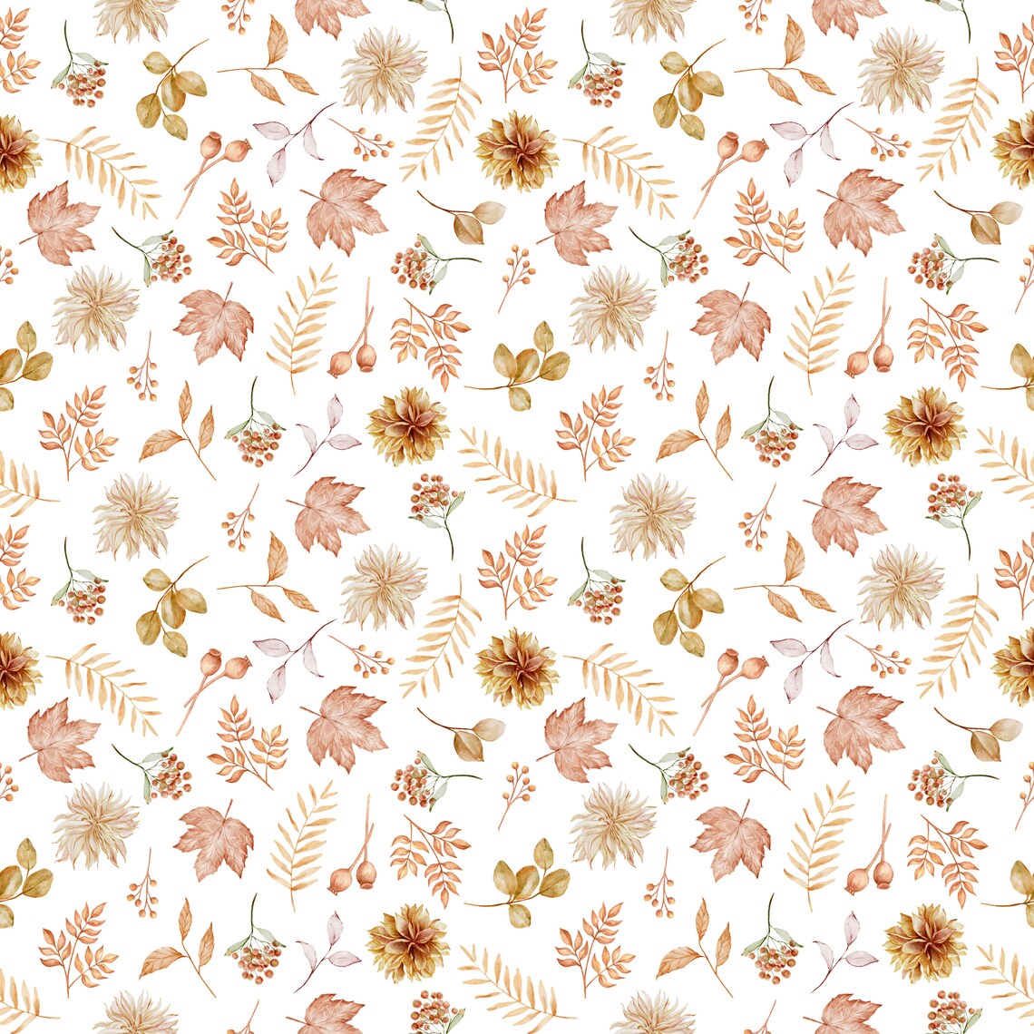 Autumn Leaves Floral Transparent Seamless Pattern Watercolor - Etsy