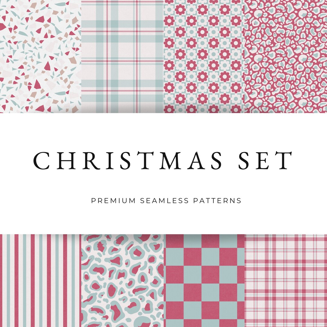 14 Christmas Coordinating Seamless Patterns, Christmas Seamless Digital Print Textures, Holiday ...