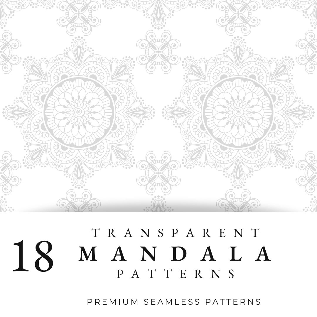 Mandala Gray Transparent Seamless Patterns, Repeat Pattern, Seamless ...