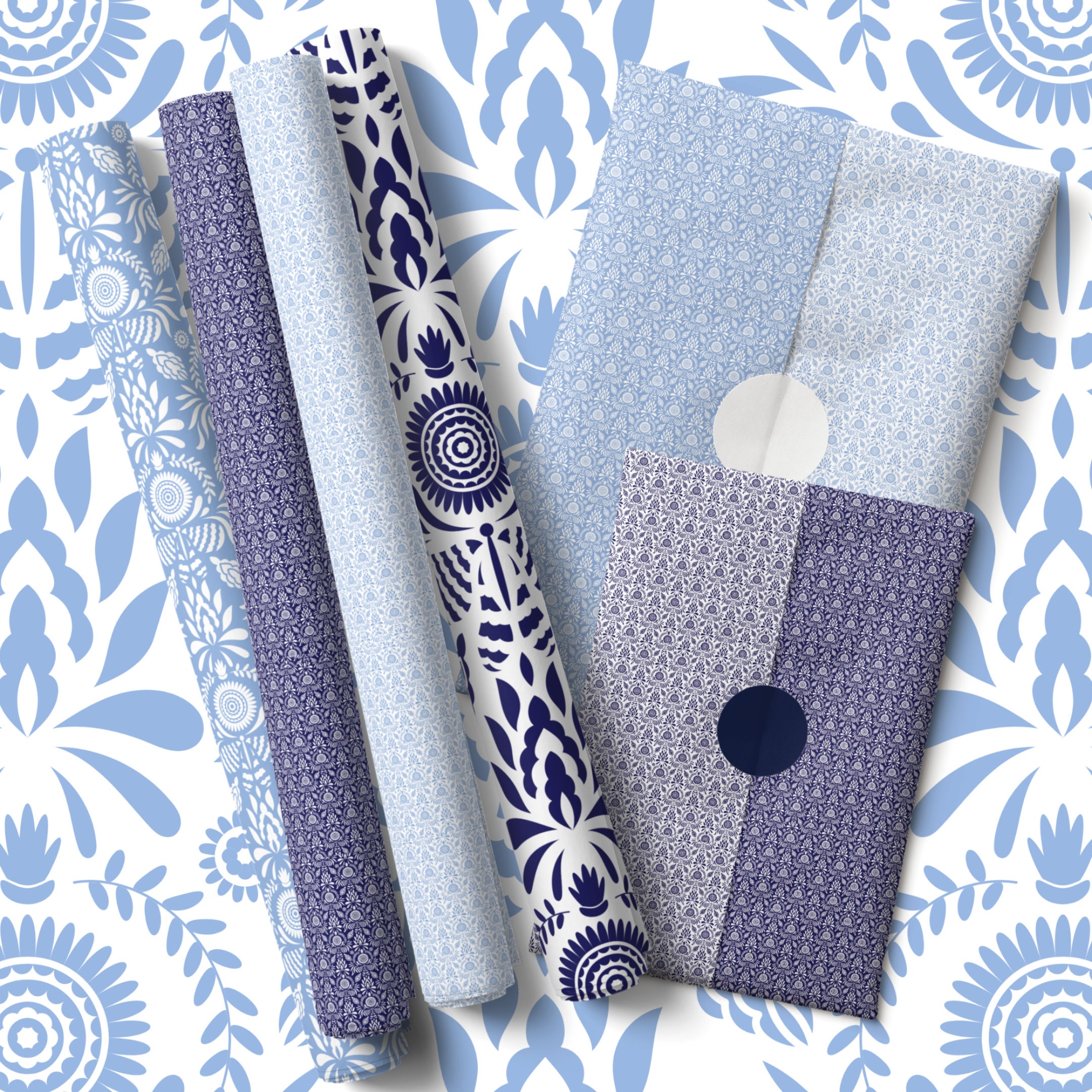 Folklore Blue Seamless Pattern Floral Repeat Pattern - Etsy