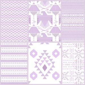 Aztec Seamless Patterns: Pastel Purple Tribal Designs (PNG Digital ...