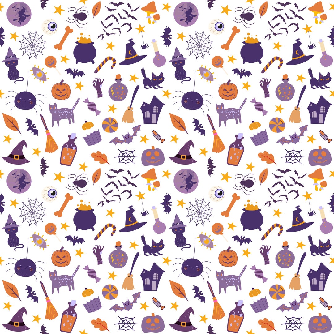 Halloween Hocus Pocus Seamless Pattern, Witch Seamless Pattern File ...