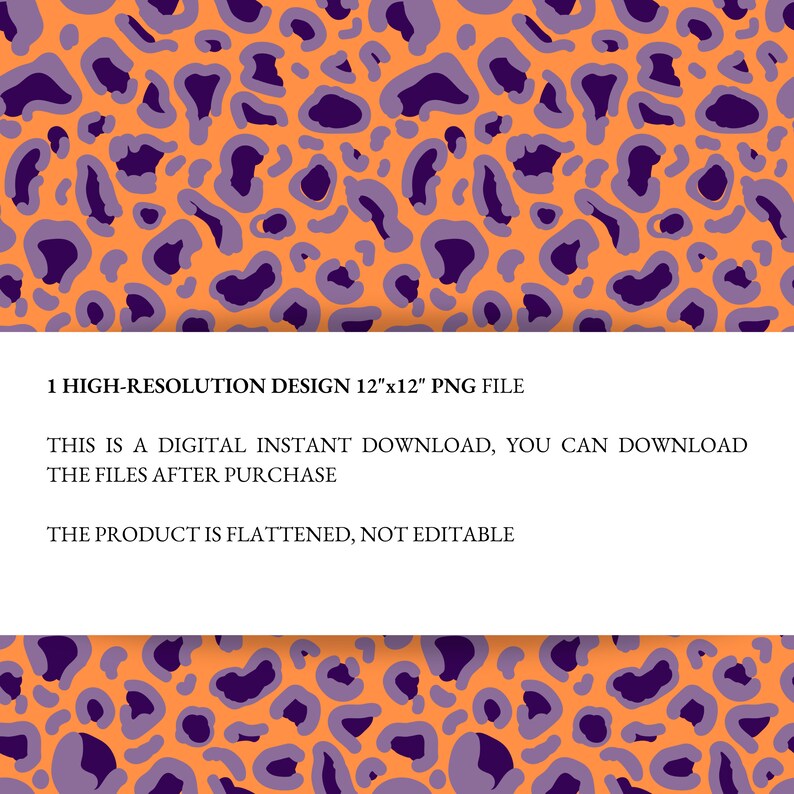 Halloween Leopard Print Seamless Pattern: Orange & Purple (PNG) - Etsy