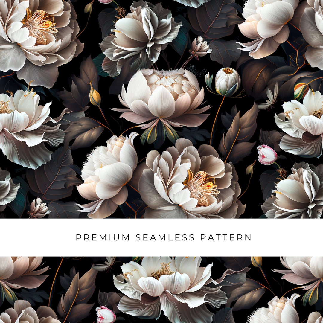 Dark Floral Seamless Pattern, Dark Flowers Wallpaper Print, Luxury ...