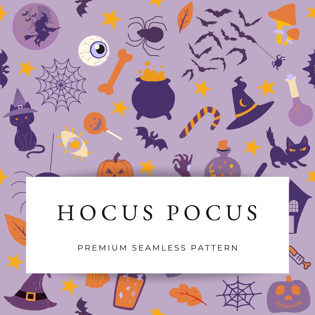 Halloween Hocus Pocus Seamless Pattern, Witch Seamless Pattern File ...