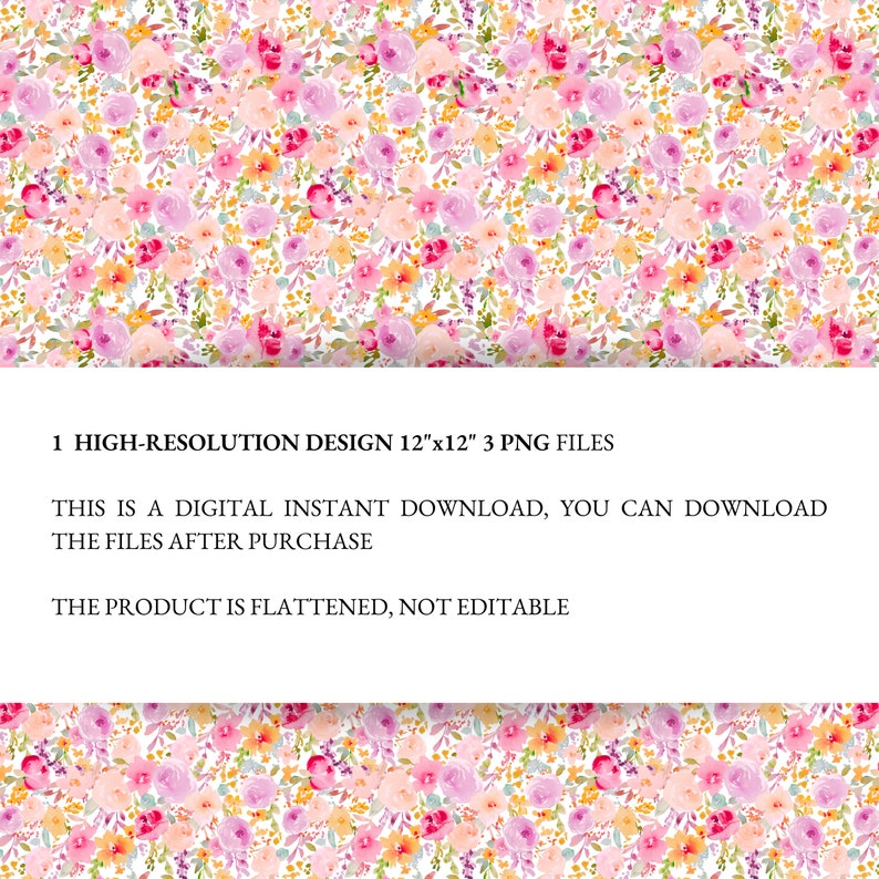 Watercolor Floral Seamless Pattern Floral Seamless File - Etsy