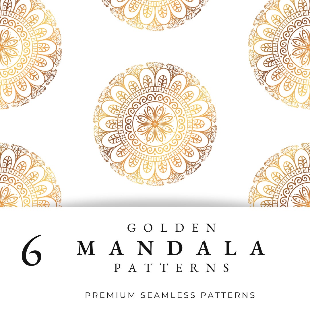 Golden Mandala Transparent Seamless Patterns, Print Repeat Pattern ...