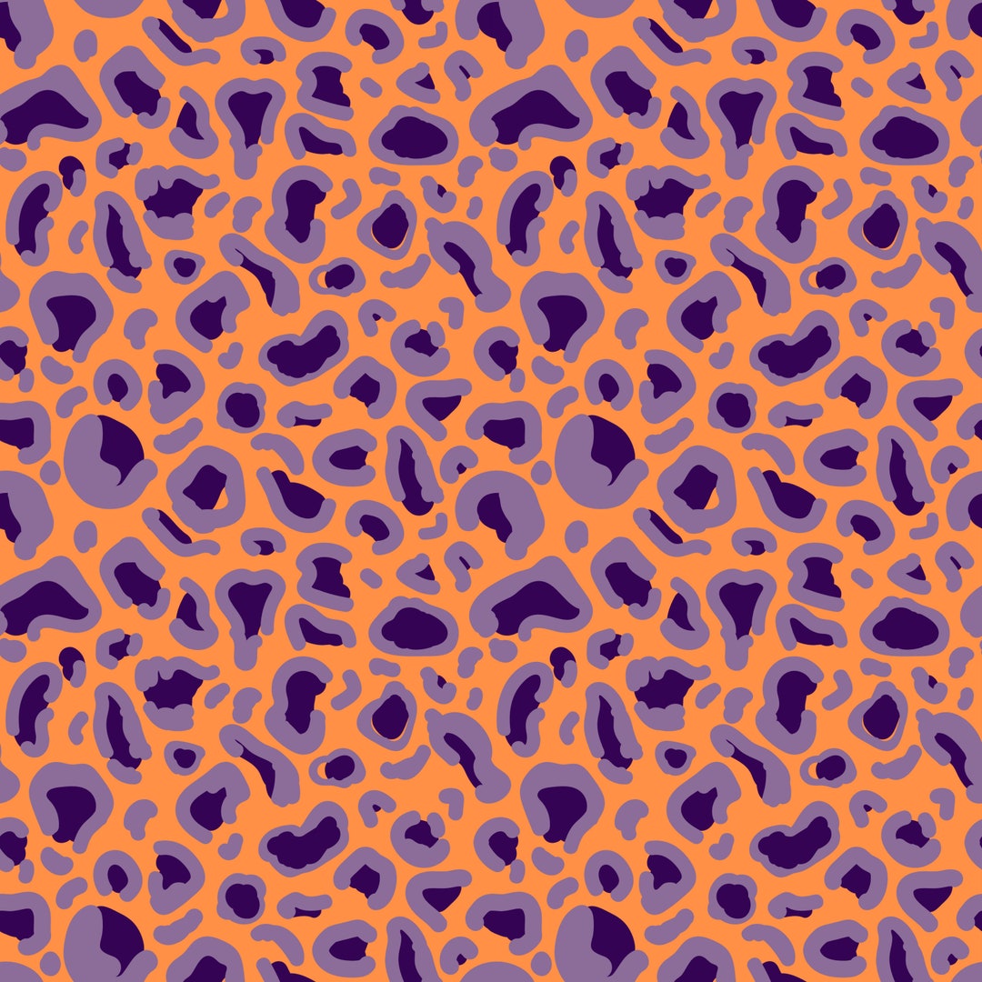 Halloween Leopard Print Seamless Pattern: Orange & Purple (PNG) - Etsy
