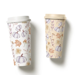 Autumn Purple Pumpkin Transparent Seamless Pattern, Watercolor Floral ...