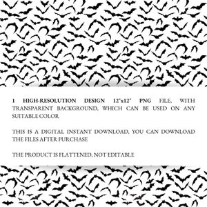 Black Flying Bats Seamless Pattern: Halloween Texture (PNG Digital ...