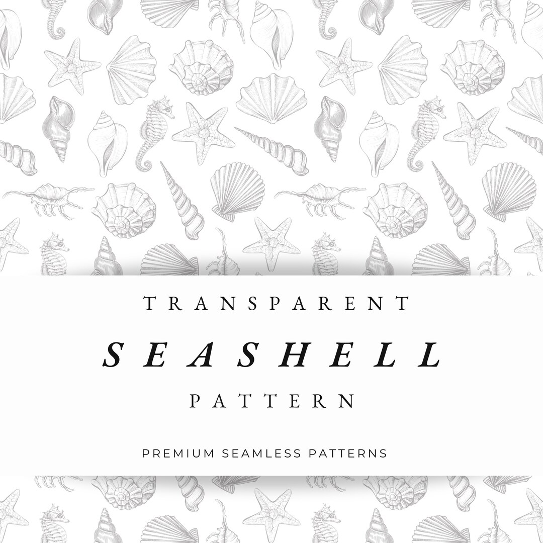 Gray Seashell Seamless Pattern: Transparent Ocean Print (PNG) - Etsy