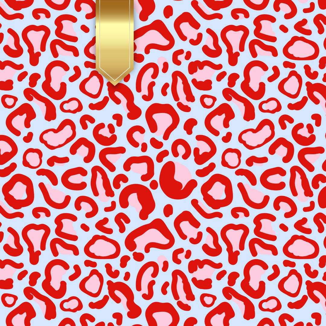 Red Blue Leopard Seamless Pattern: Cheetah Repeat File (PNG Digital ...