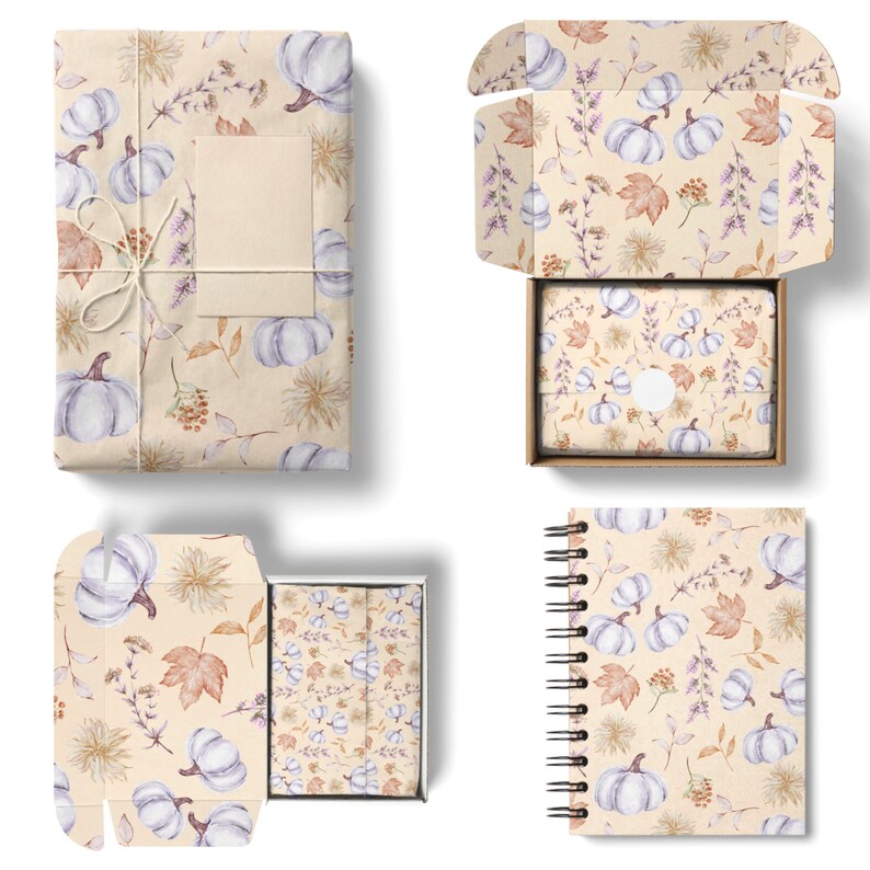 Autumn Purple Pumpkin Transparent Seamless Pattern Watercolor - Etsy