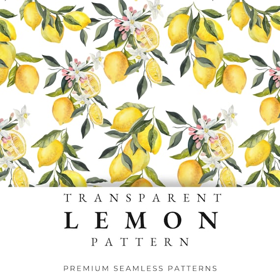 Lemon Seamless Pattern Tropical Fruit Transparent Repeat - Etsy