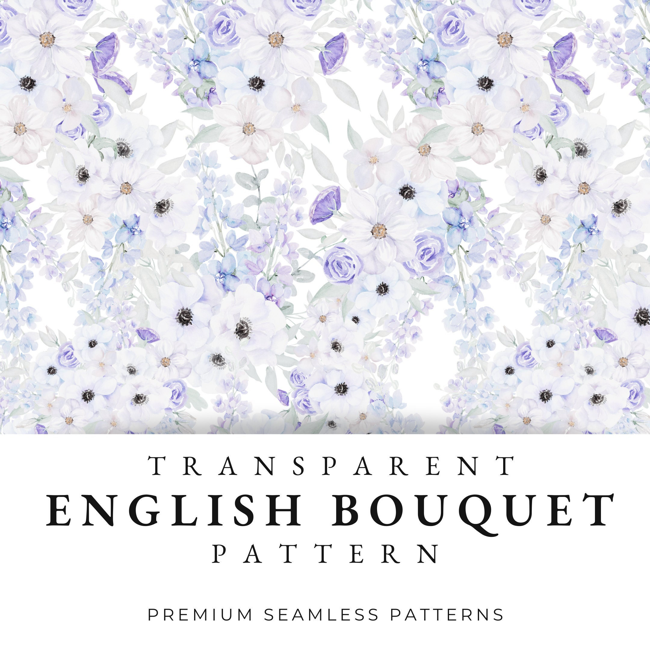 Floral Seamless Pattern: Transparent Romantic Texture (PNG) - Etsy