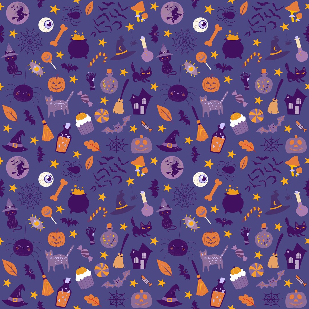 Halloween Hocus Pocus Seamless Pattern, Witch Seamless Pattern File ...