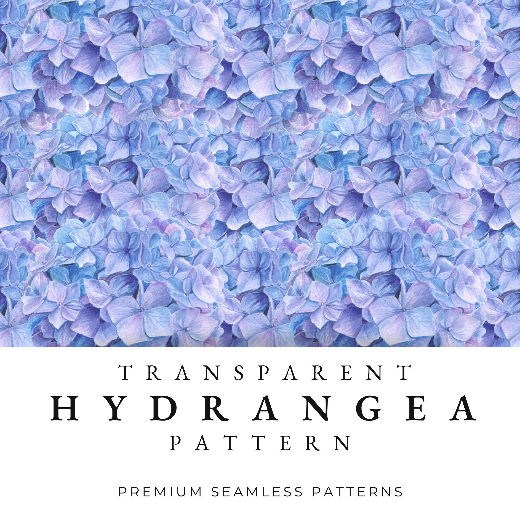 Blue Hydrangea Seamless Pattern Transparent Repeat Digital - Etsy Australia
