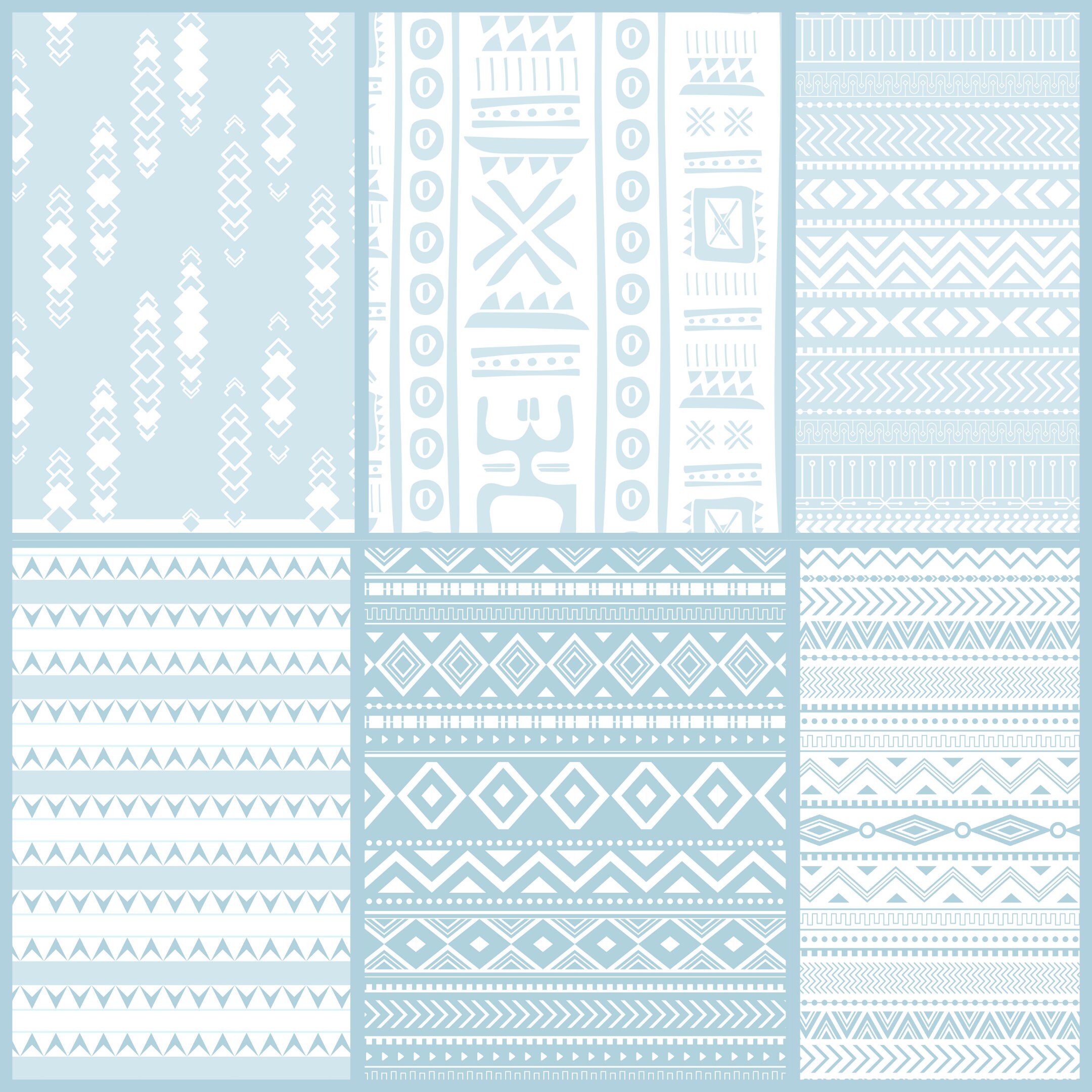 Aztec Pastel Blue Transparent Seamless Patterns Tribal - Etsy
