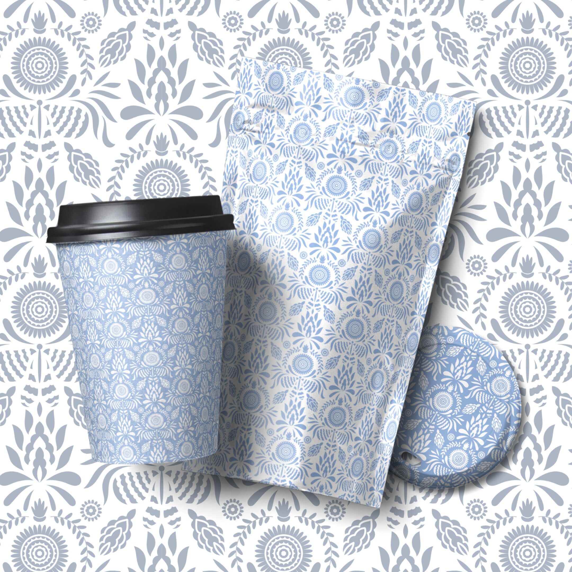 Folklore Blue Seamless Pattern Floral Repeat Pattern - Etsy
