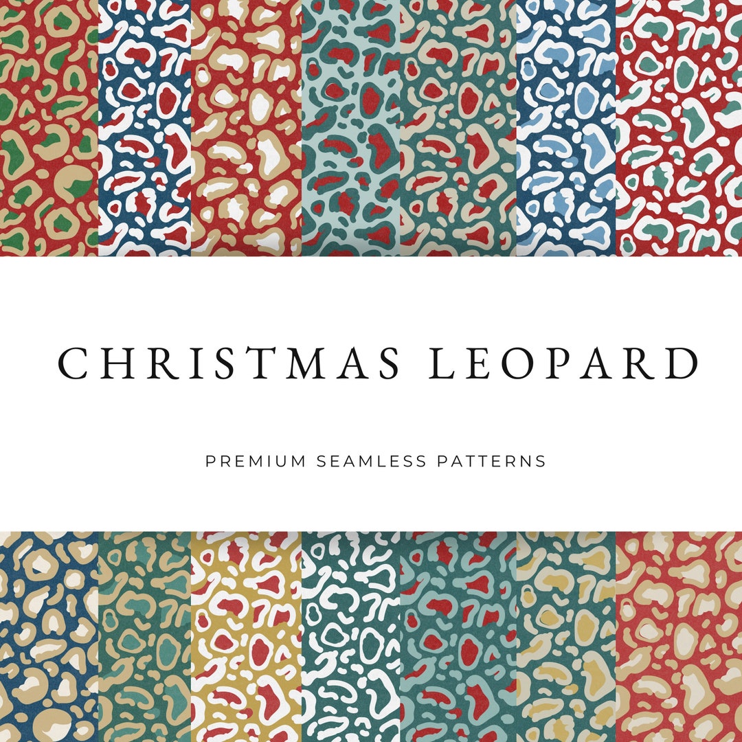 25 Christmas Leopard Print Seamless Patterns, Holiday Cheetah Seamless ...
