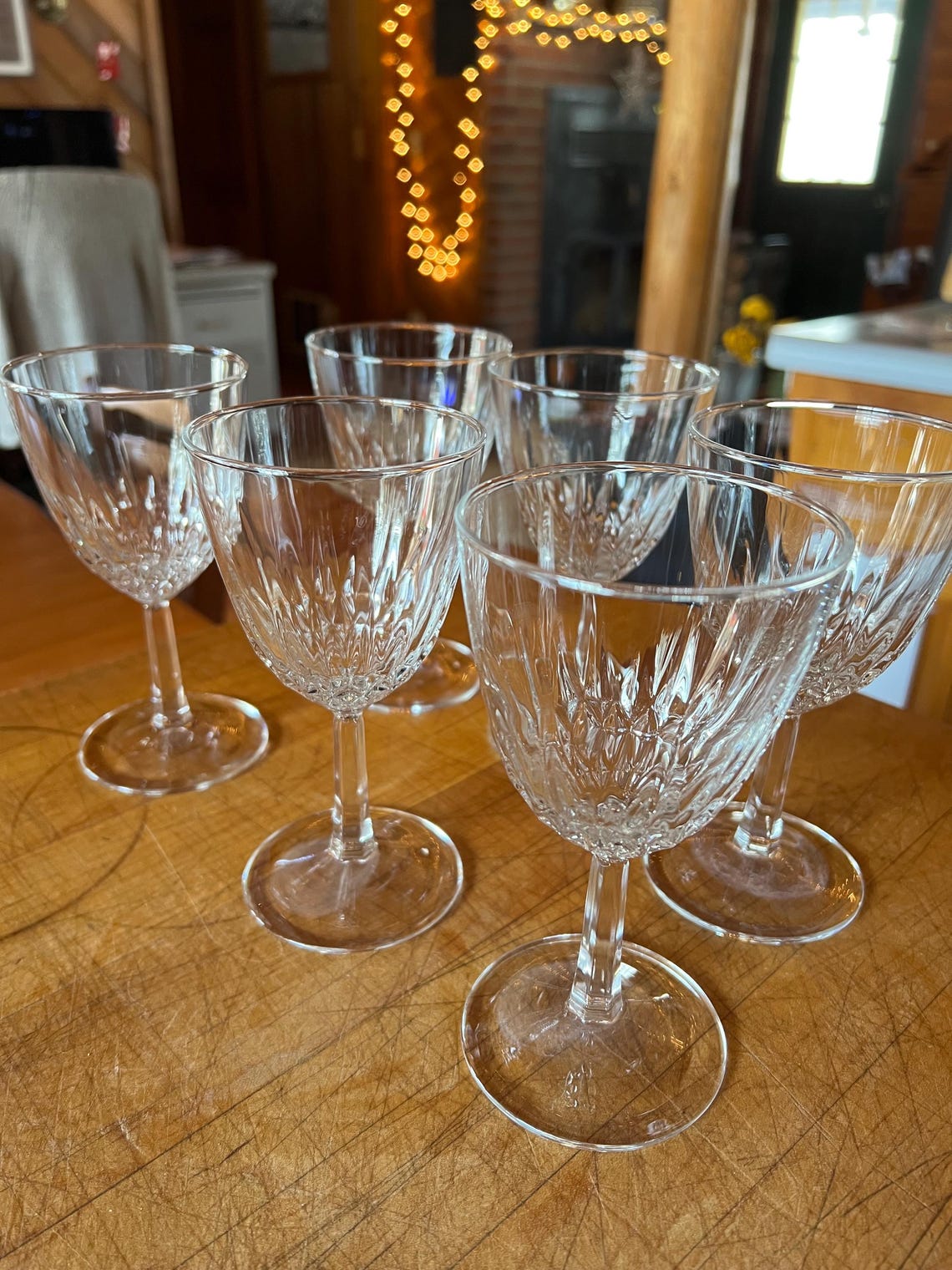 Vintage Crystal Etched Wine Glasses. Set of Six - Etsy