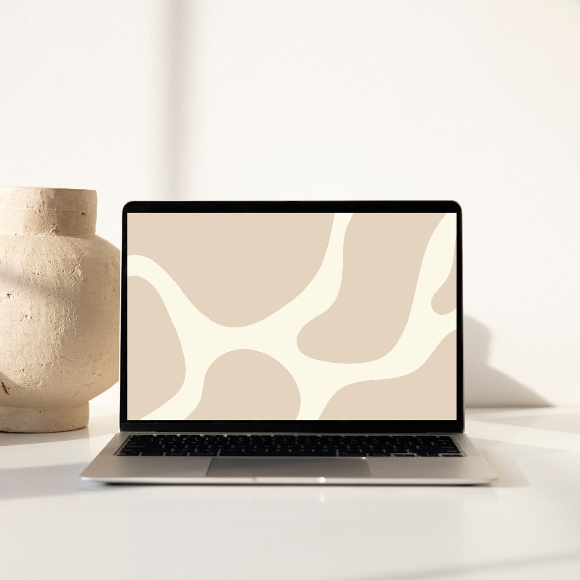 Neutral Aesthetic Desktop Wallpaper Abstract Digital Wallpaper Trendy ...