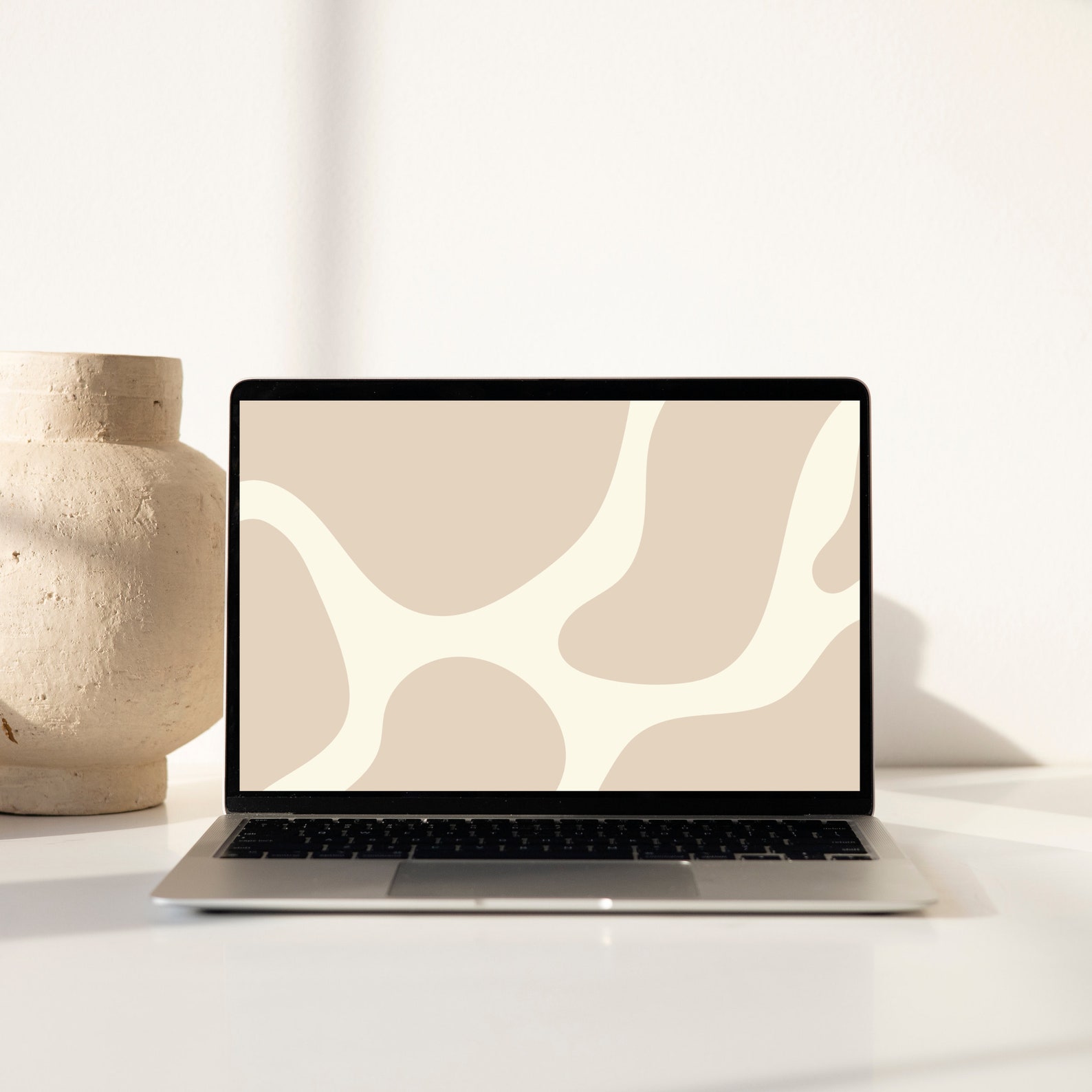 Neutral Aesthetic Desktop Wallpaper Abstract Digital Wallpaper Trendy ...