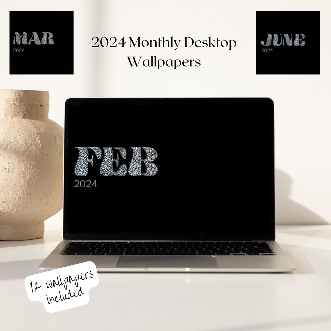 12 Pc. 2024 Desktop Wallpaper Pack Diamond Glitter Sparkly Design ...