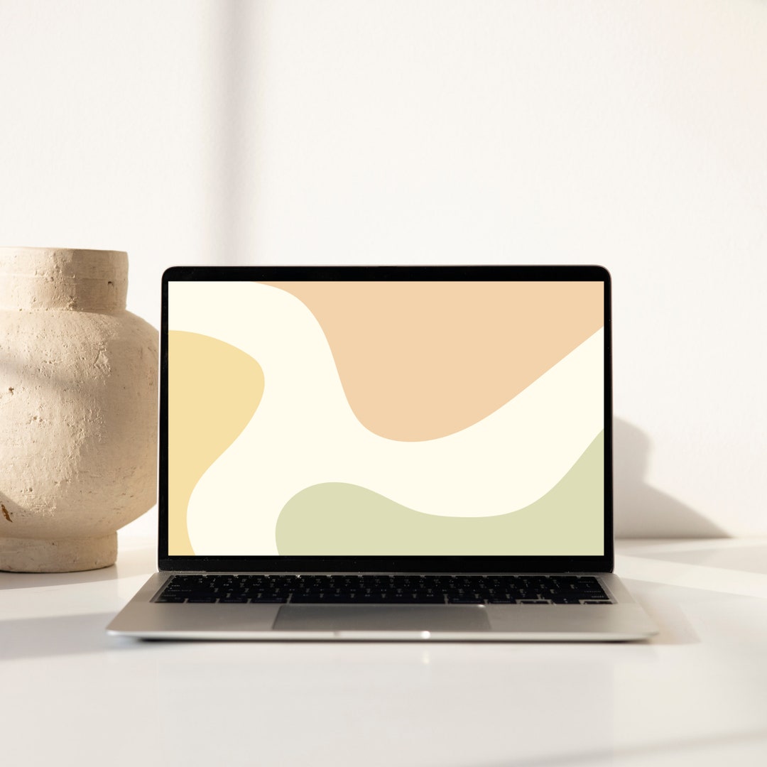 Neutral Abstract Desktop Wallpaper Aesthetic Digital Wallpaper Trendy ...