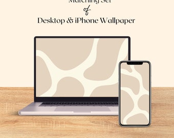 Matching Set iPhone & Desktop Wallpaper | Checkered Neutral Aesthetic ...