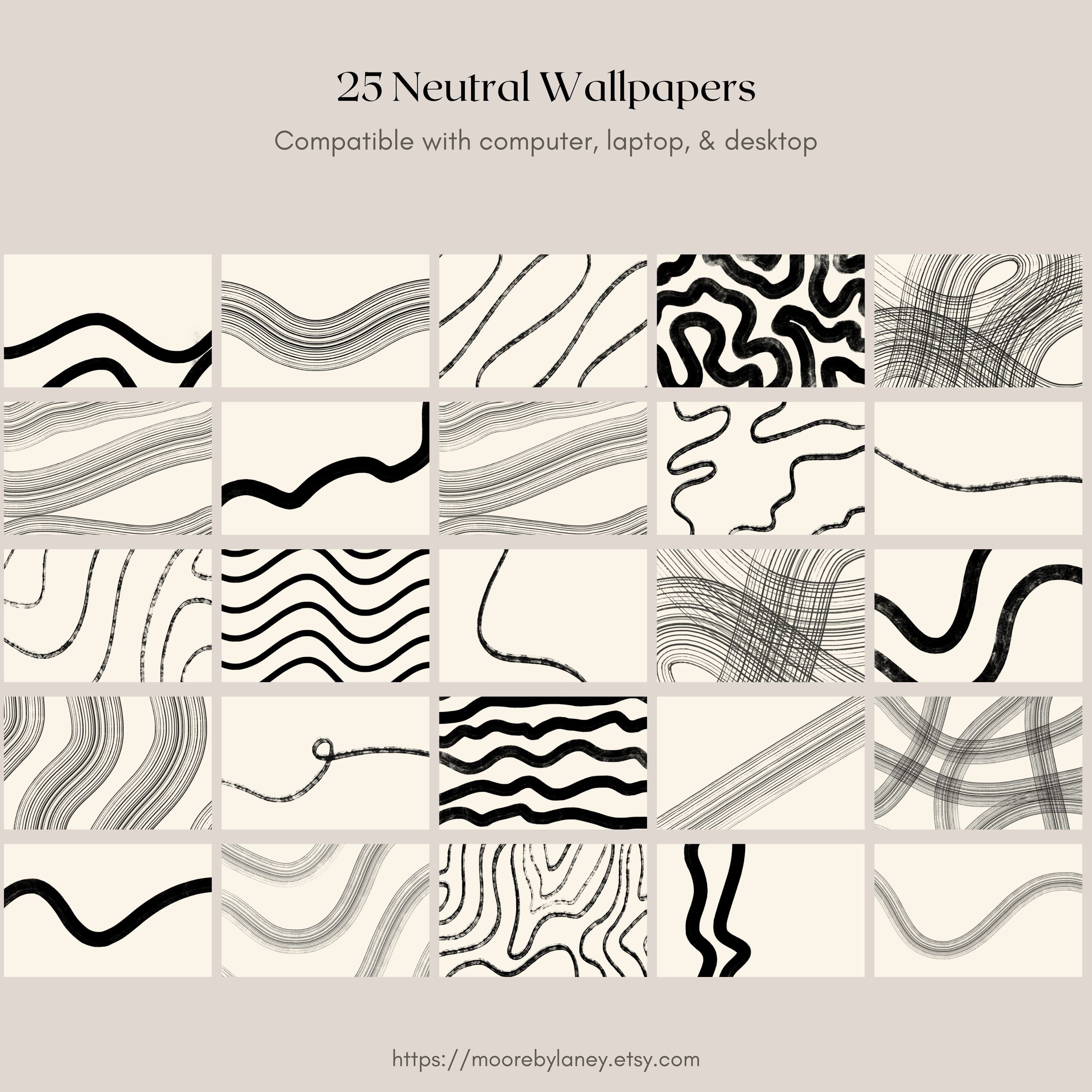 Set of 25 Neutral Aesthetic Desktop Wallpapers | Black and White | High ...