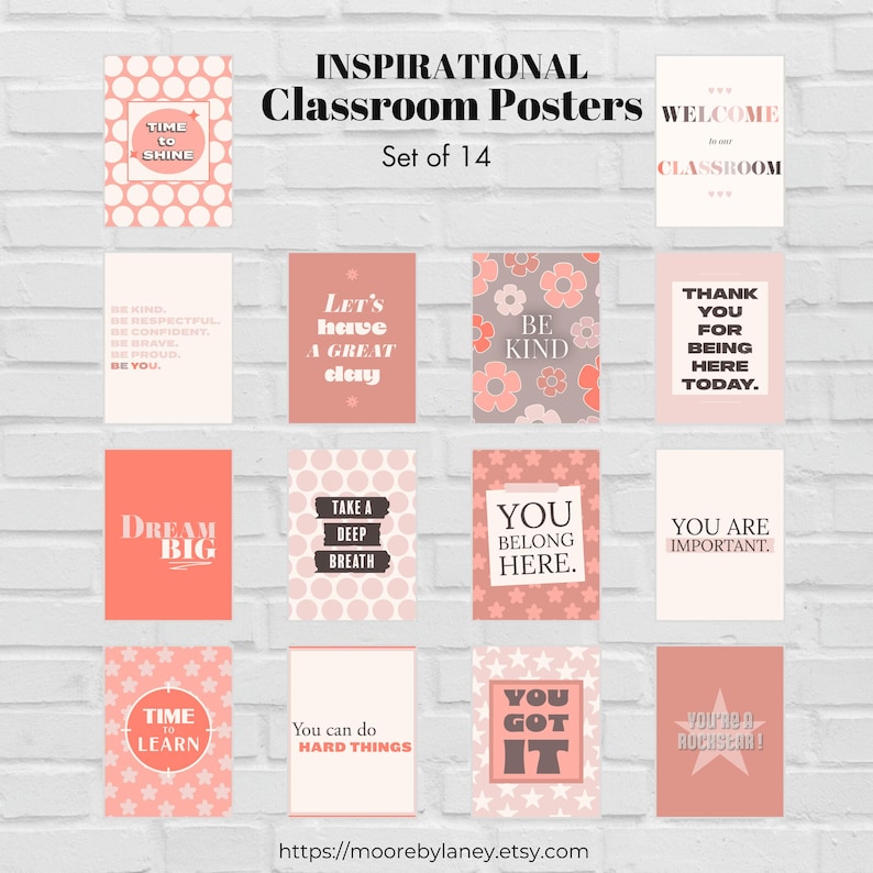 Set of 14 Classroom Posters Neutral Aesthetic, Wall Art Downloads ...