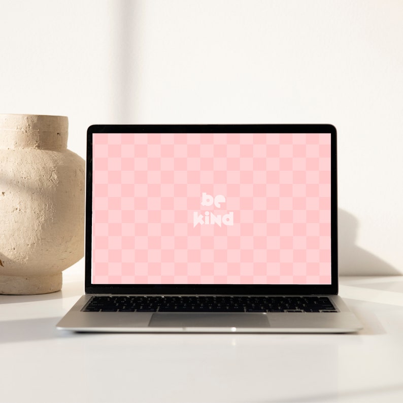 Be Kind Desktop Wallpaper | Pink Checkered | Aesthetic Digital ...