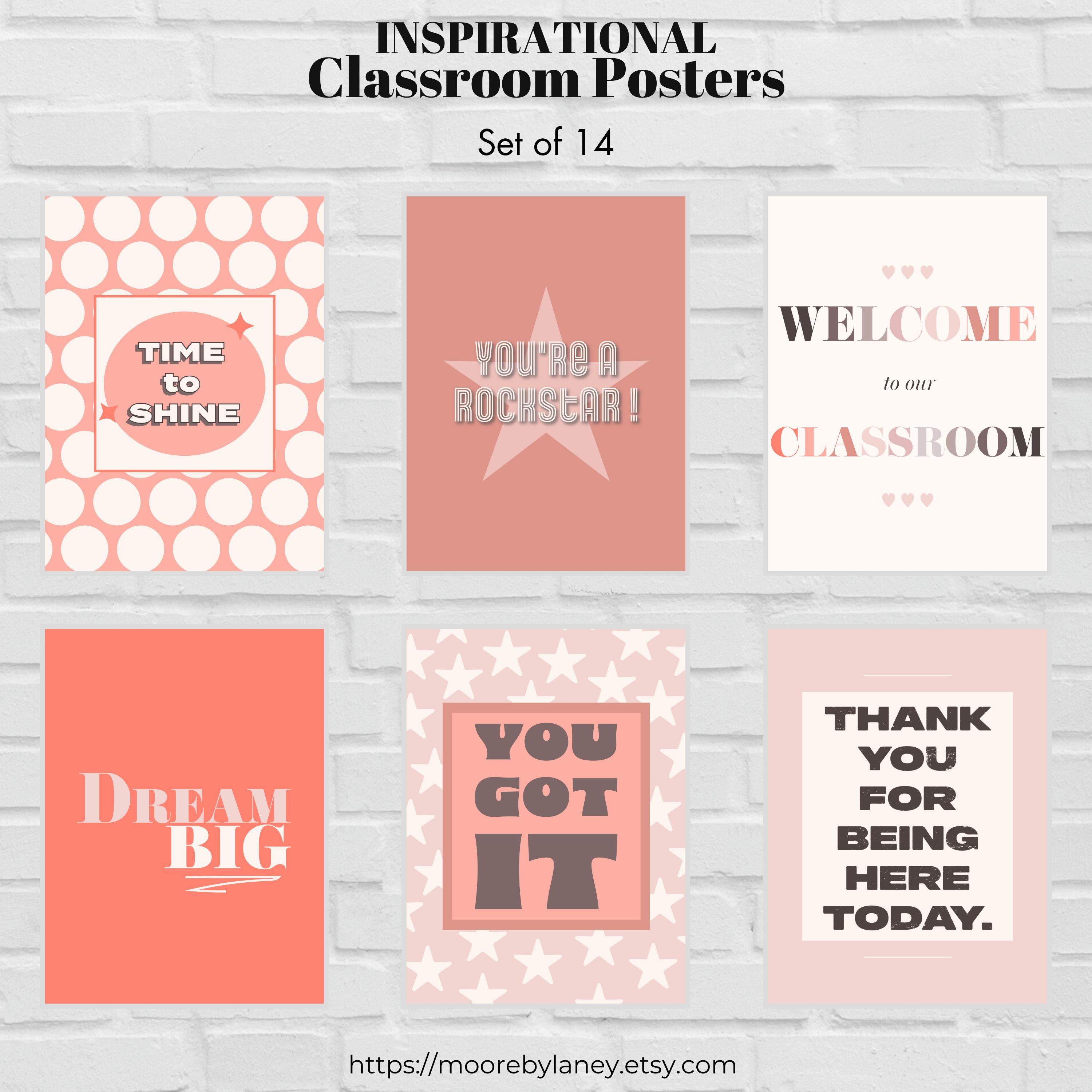 Set of 14 Classroom Posters Neutral Aesthetic, Wall Art Downloads ...