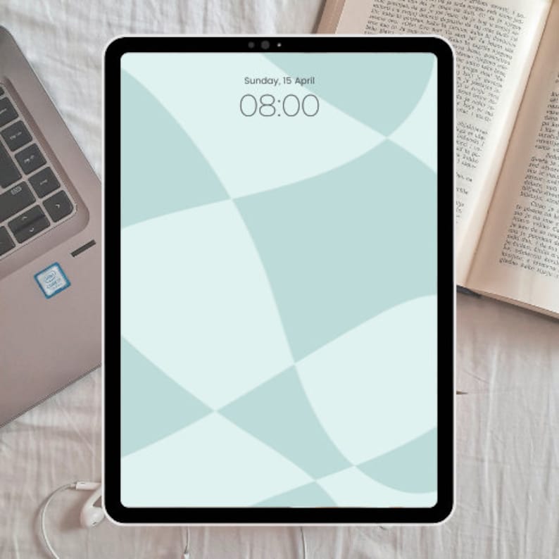Abstract iPad Wallpaper | Teal Aesthetic Background | Minimal Digital ...