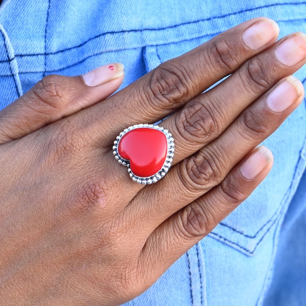 Genuine Red Coral Rings - Etsy