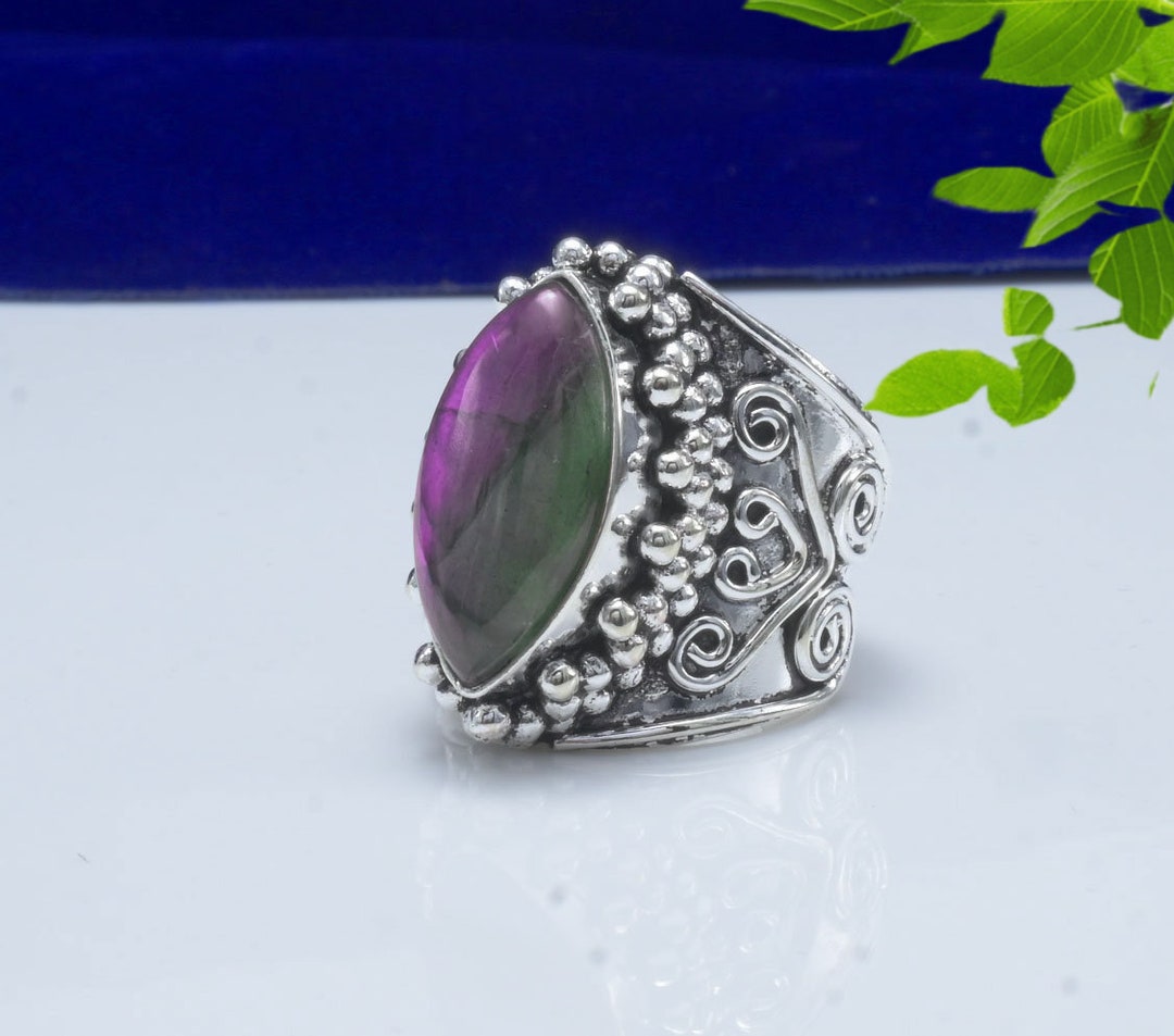 Purple Labradorite Ring Handmade 925 Sterling Silver Statement Jewelry ...