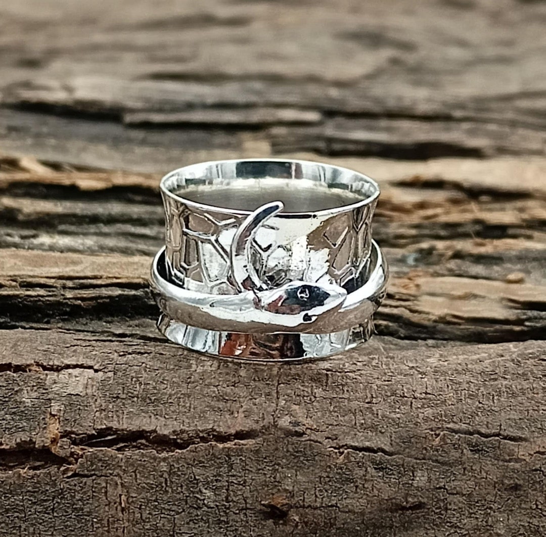 Snake Spinner Ring, 925 Sterling Silver Ring, Handmade Ring, Meditation ...