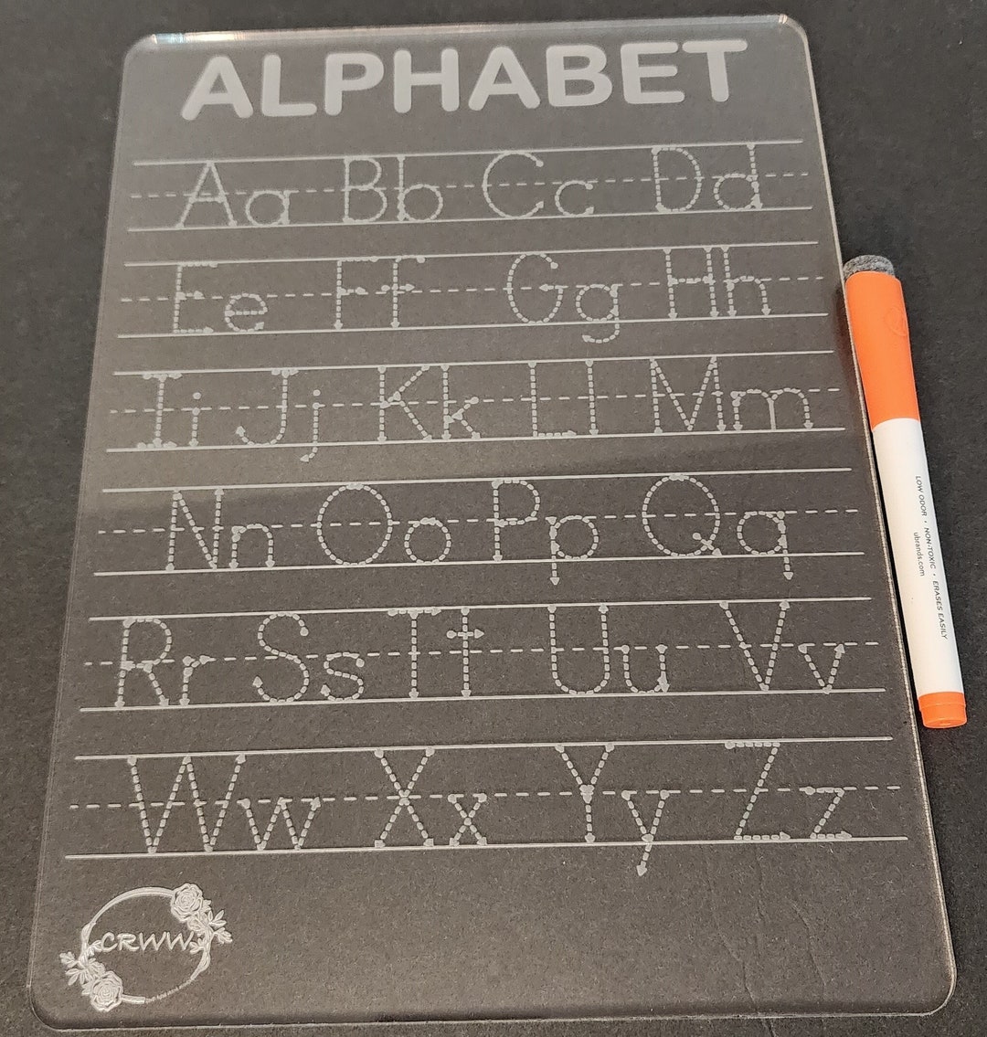 Acrylic Alphabet Tracing Board: Handwriting Practice With Marker - Etsy