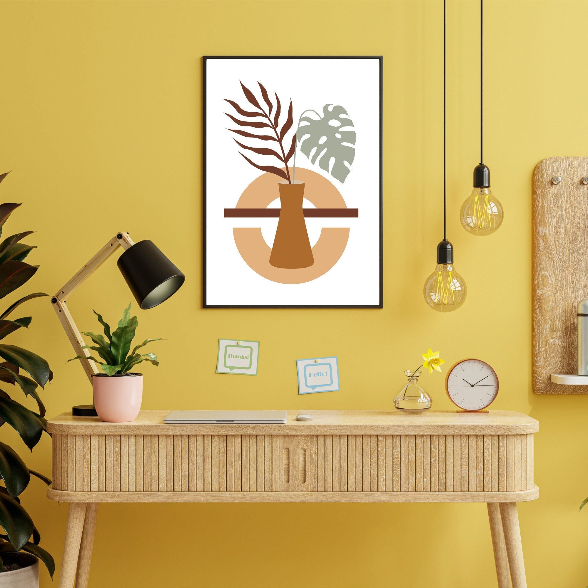 Boho Wall Art With Plants in Vase | Neutral Warm Decor Printable ...