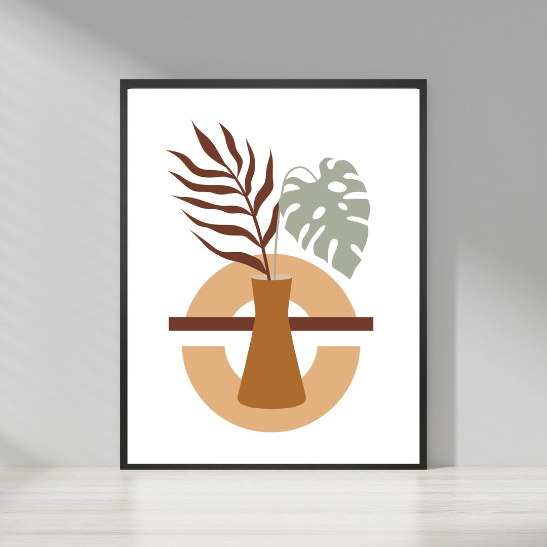 Boho Wall Art With Plants in Vase | Neutral Warm Decor Printable ...