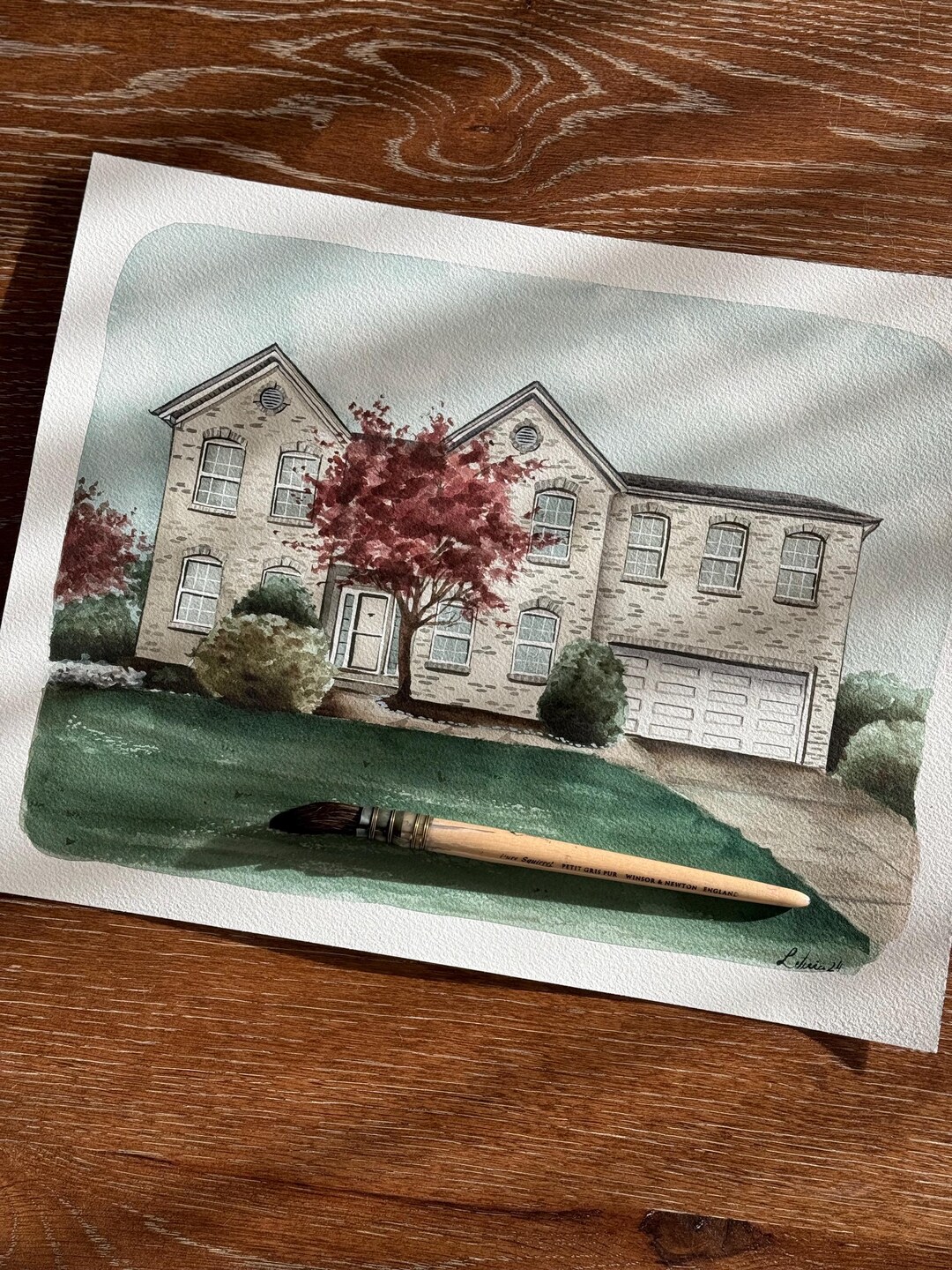 Custom House Portrait Painting L Watercolor Commission First Home L ...